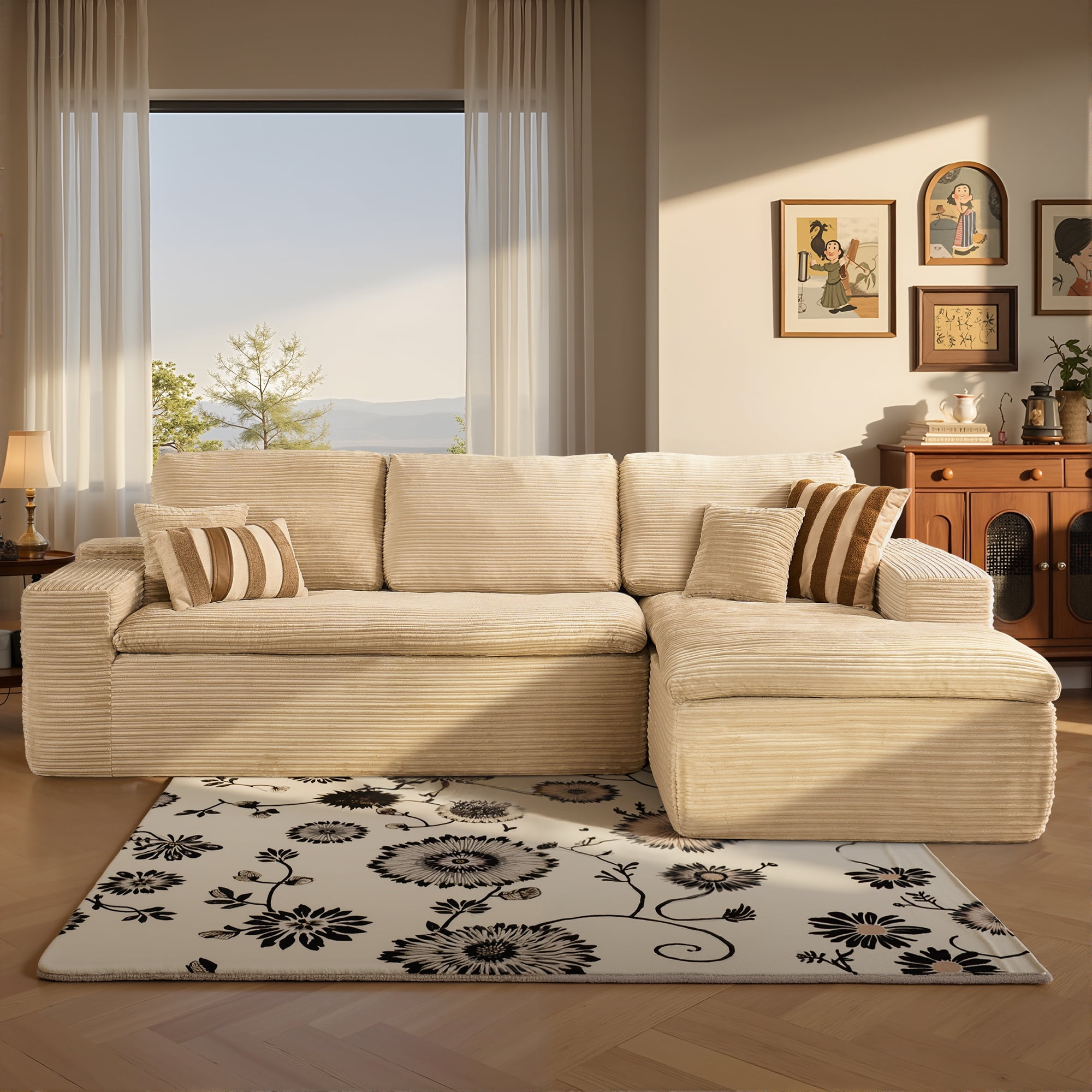Ovios 105" Modular Sectional Sofa Deep Seat Cloud Couch L-Shaped ...