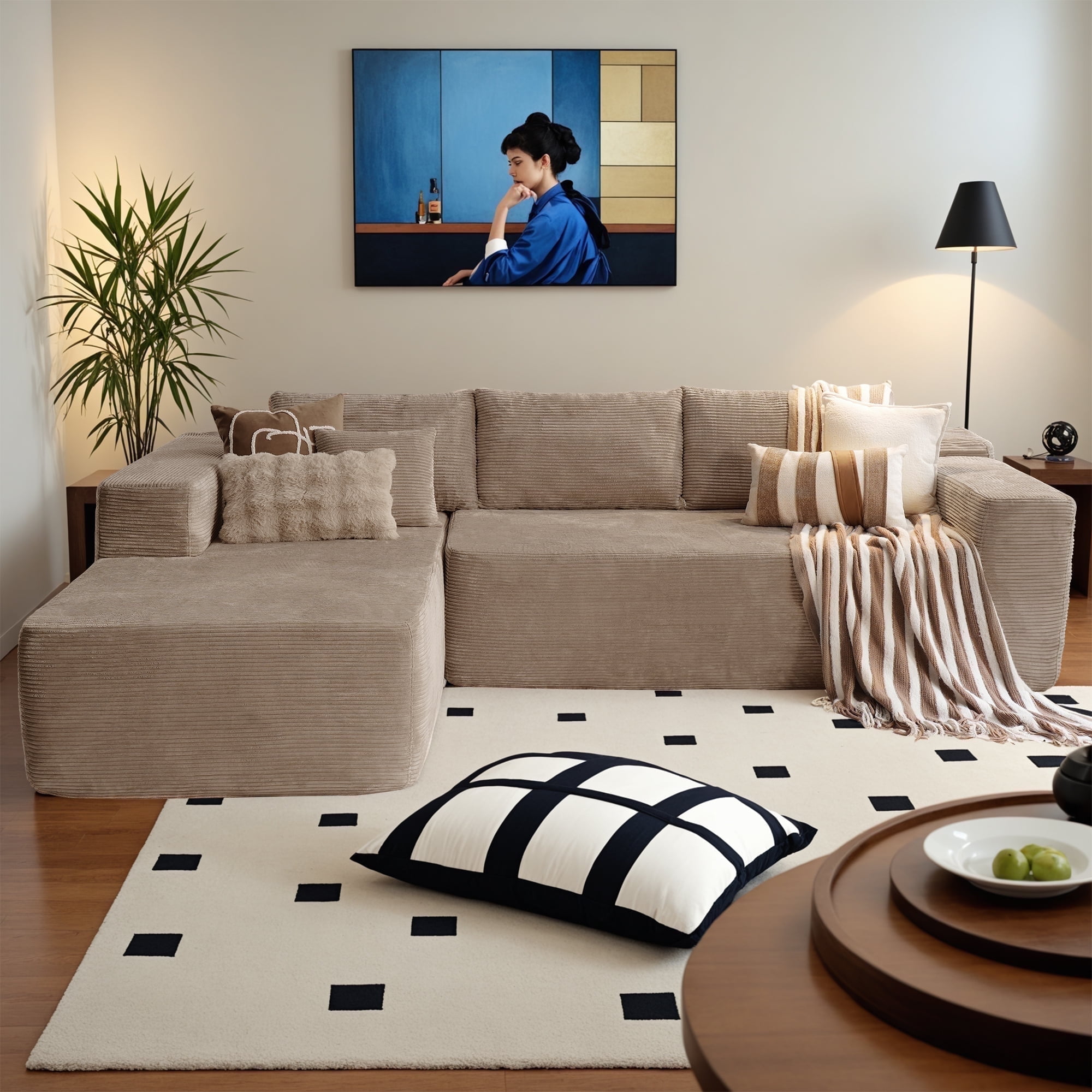 Ovios 106" Oversized L-Shaped Sectional Sofa Modern Modular Cloud Couch ...