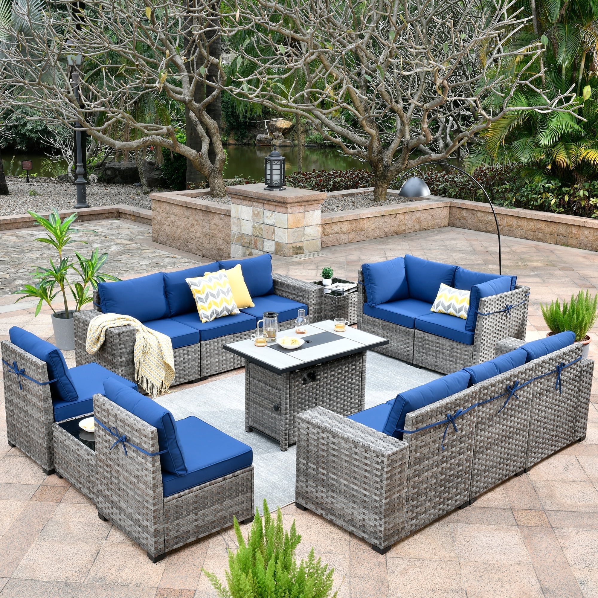 Ovios 13 Pieces Outdoor Patio Furniture Set All Weather Patio Sectional ...