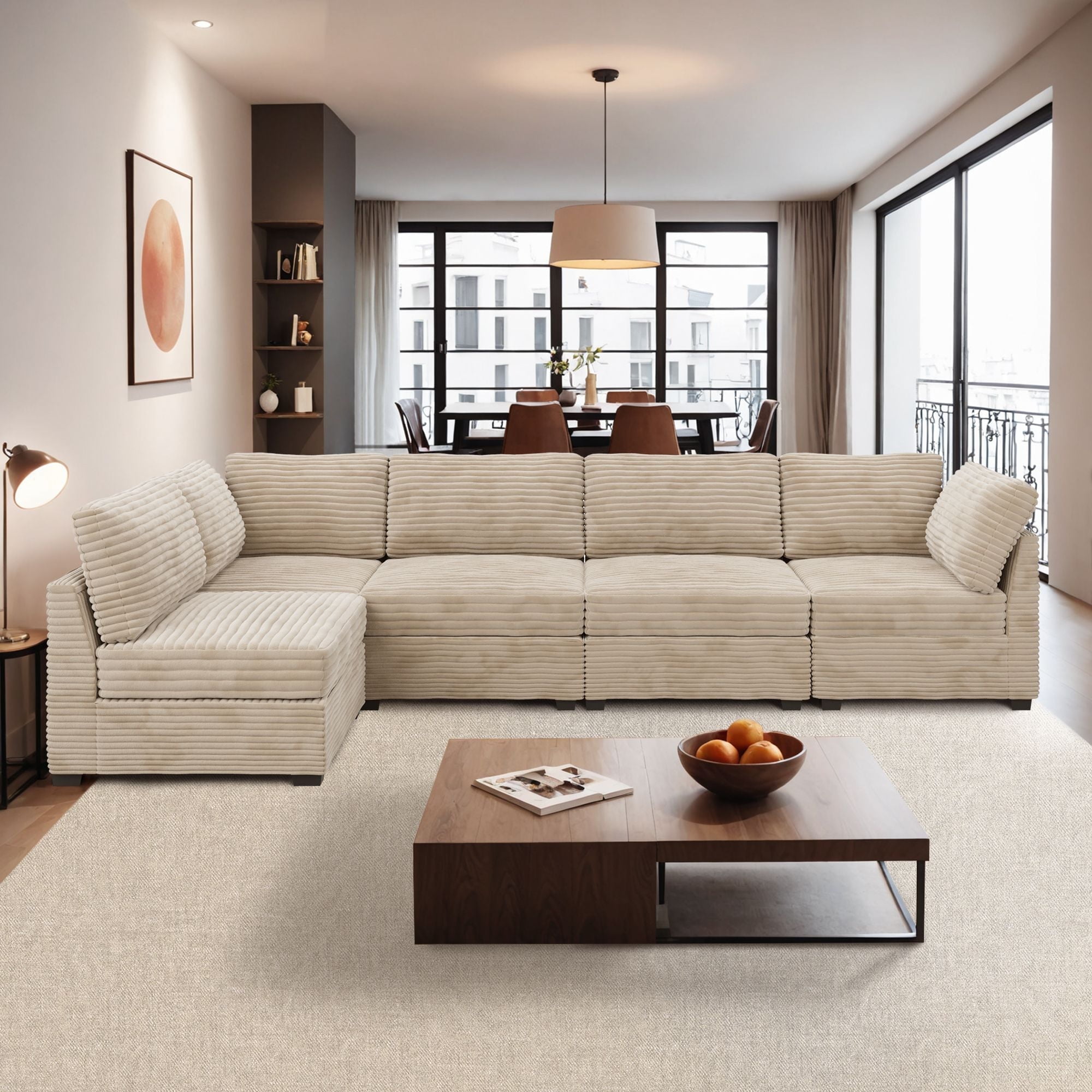 Ovios Oversized Modular Sectional Sofa Couch 130.7 Inch 5 Seater L ...