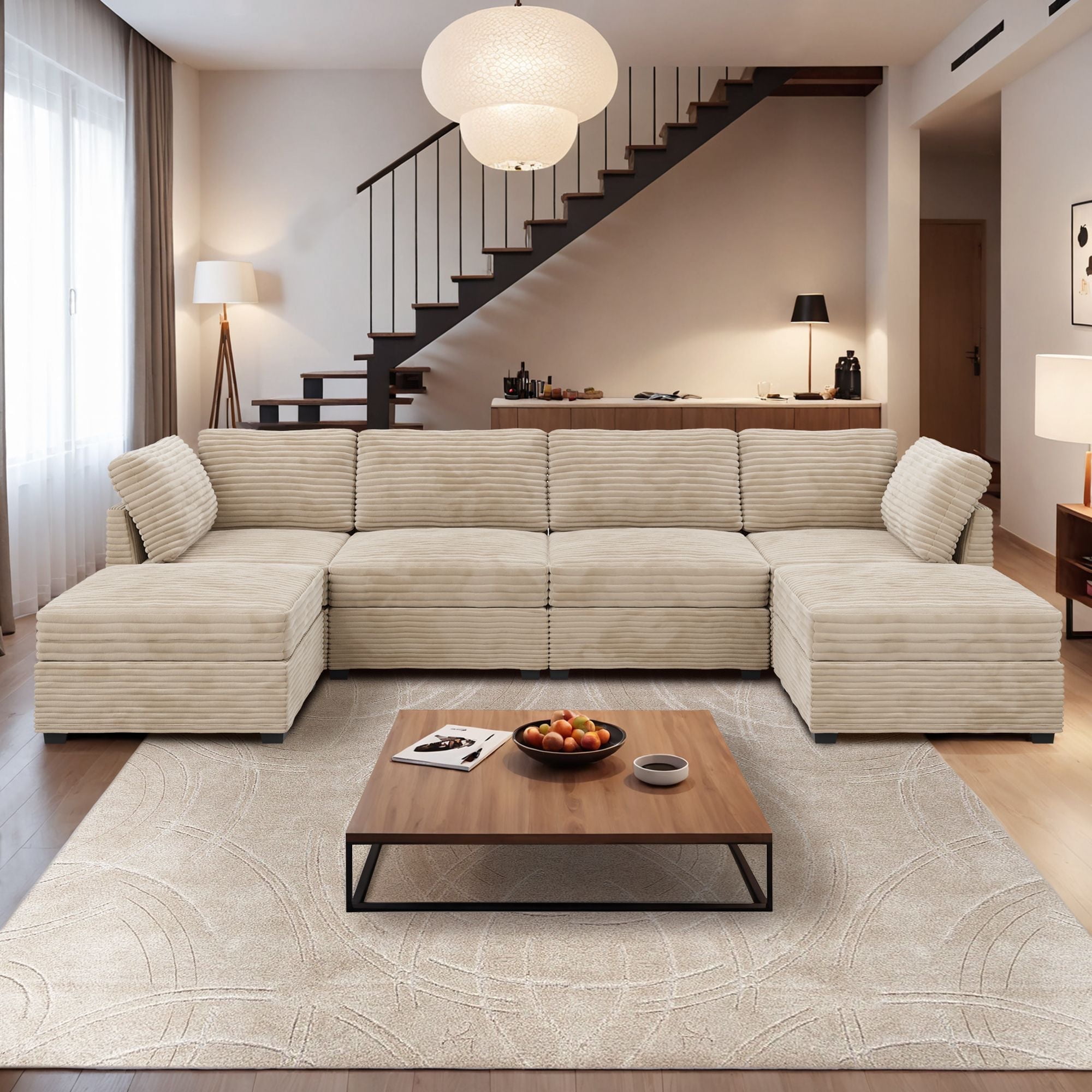 Ovios Oversized Modular Sectional Sofa Couch 130.7 Inch 6 Seater U ...