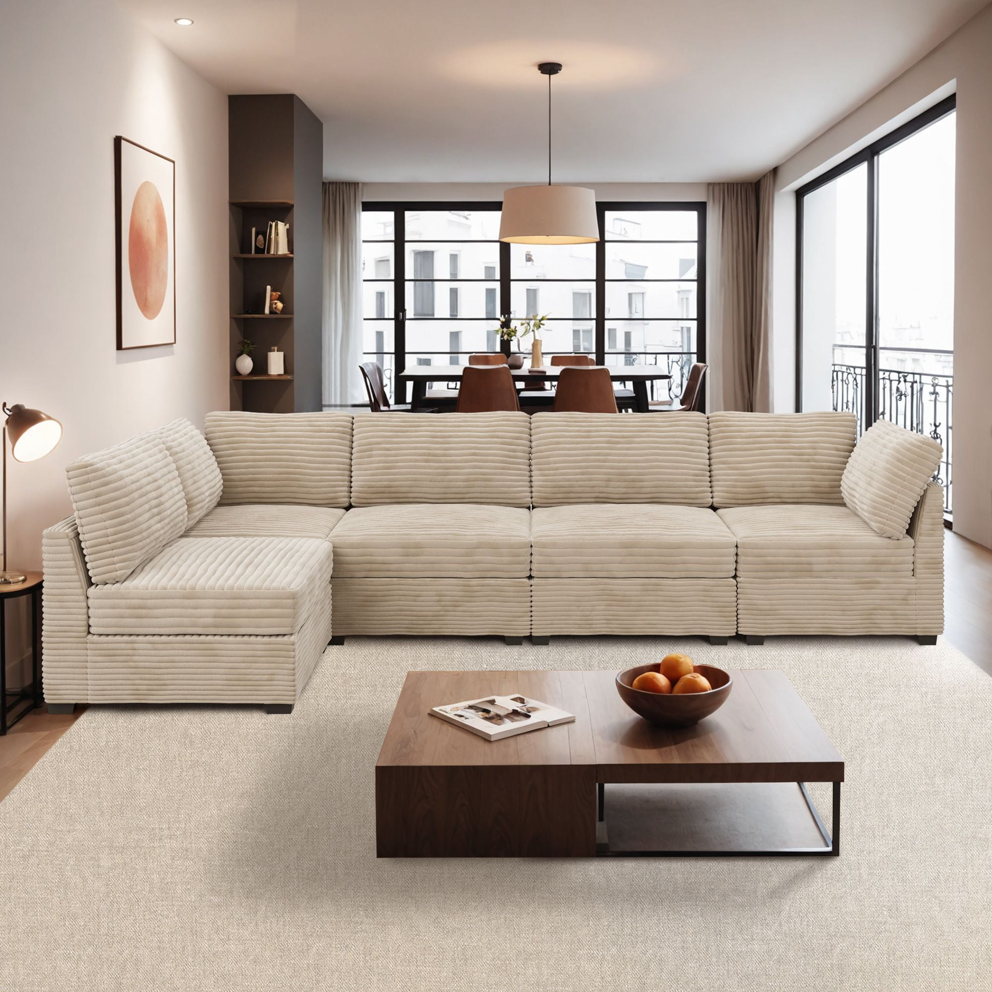 Ovios 130.7" Modular Sectional Sofa Couch Oversized L Shaped Minimalist ...