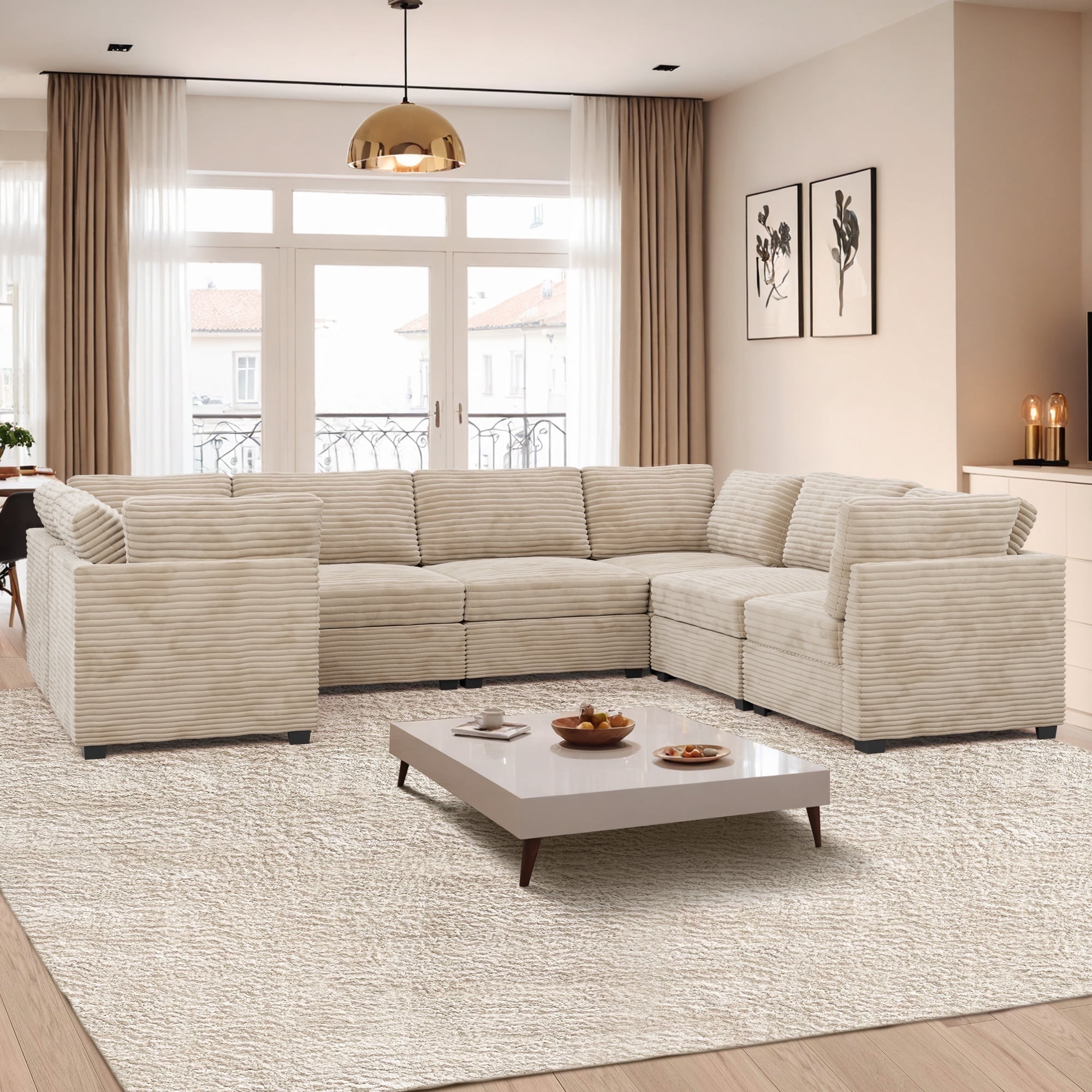 Ovios Oversized Modular Sectional Sofa Couch 130.7 Inch 7 Seater U ...