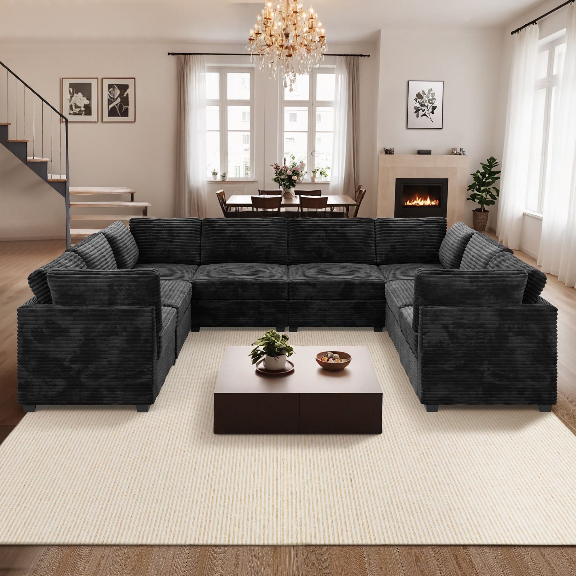 Ovios Oversized Modular Sectional Sofa Couch 130.7 Inch 8 Seater U ...