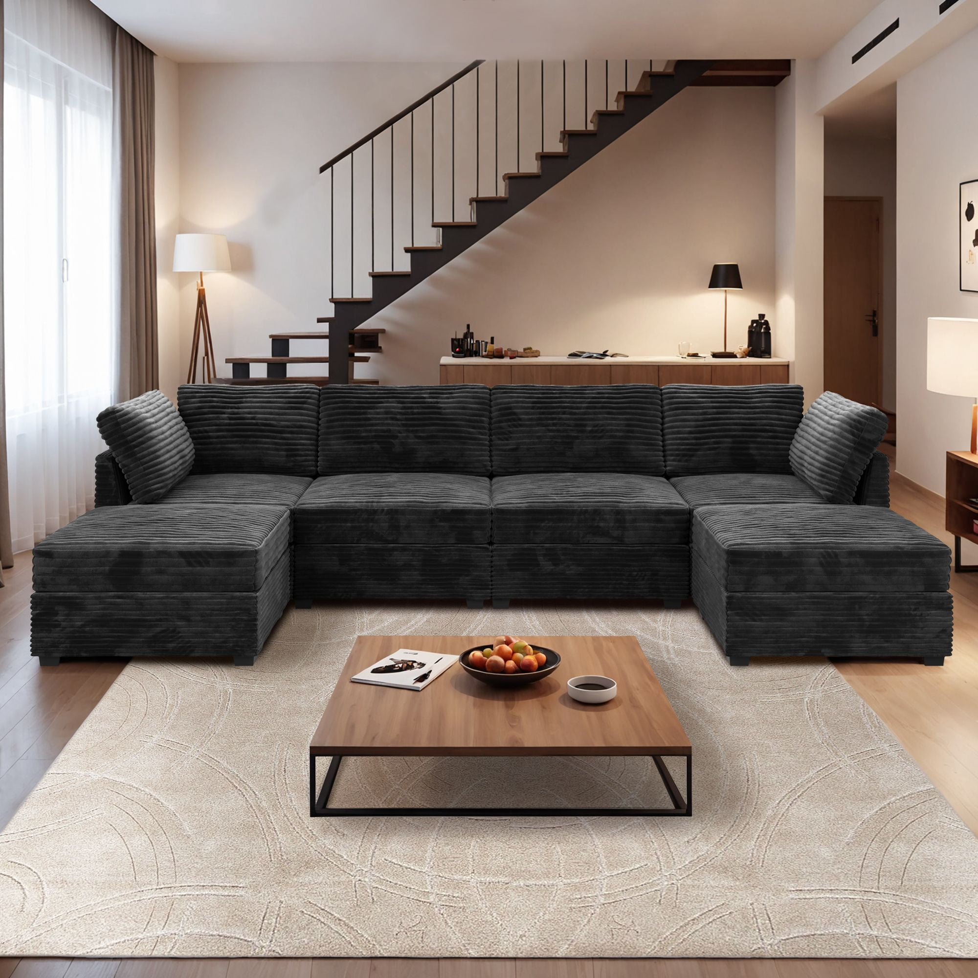 Ovios Oversized Modular Sectional Sofa Couch 130.7 Inch 6 Seater U ...