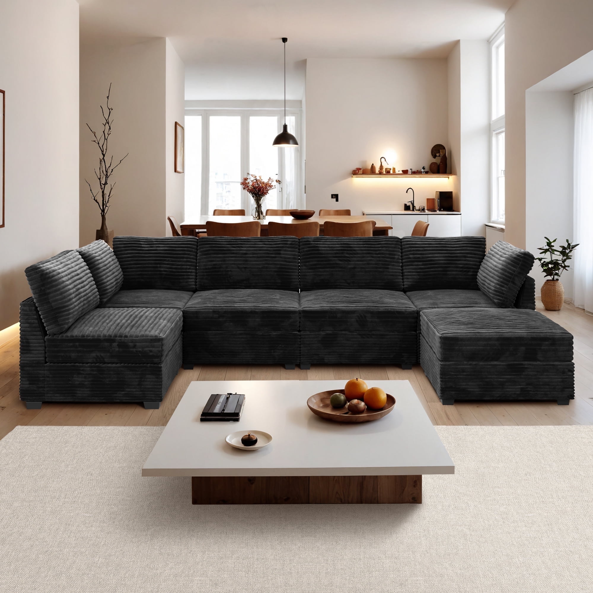 Ovios Oversized Modular Sectional Sofa Couch 130.7 Inch 6 Seater U ...