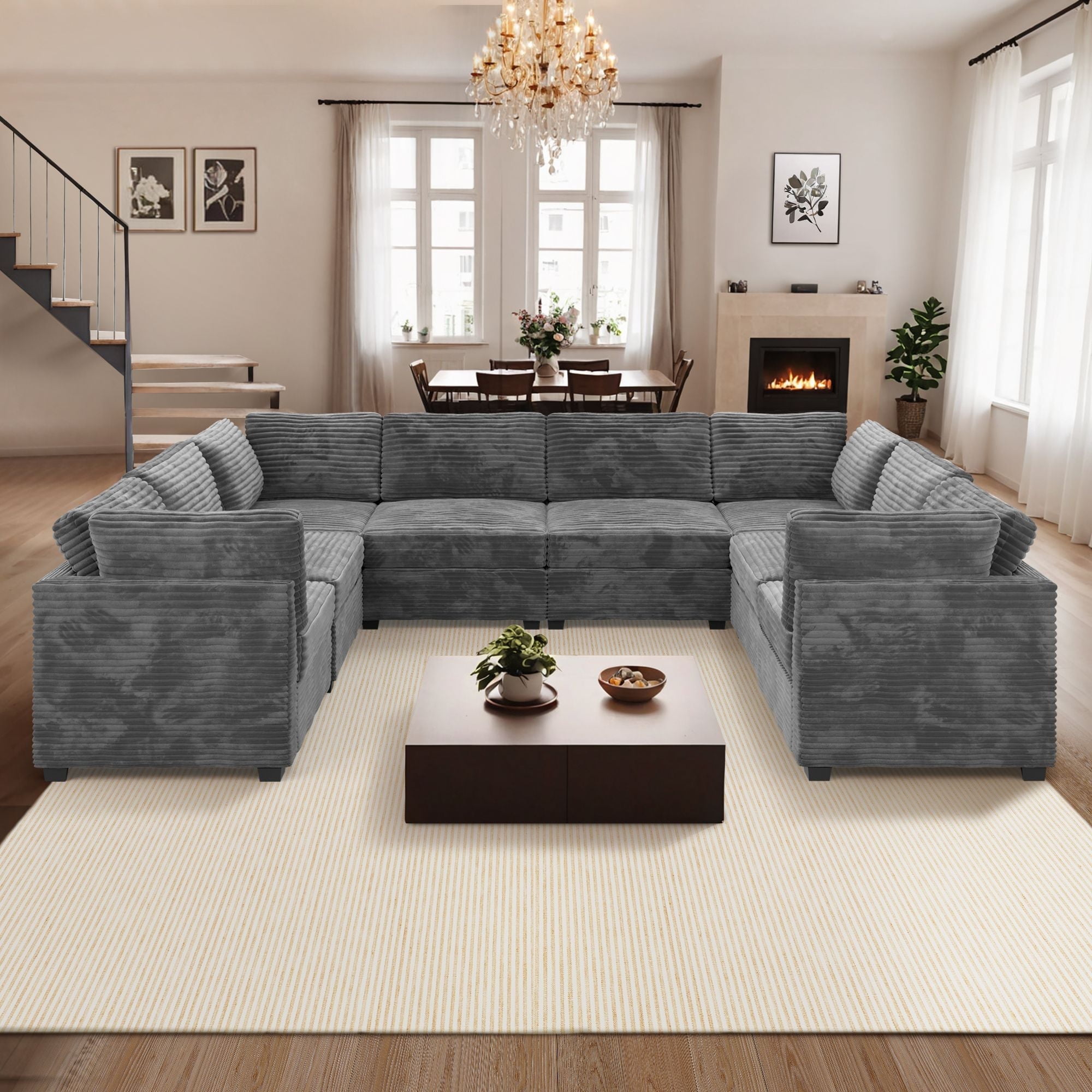 Ovios Oversized Modular Sectional Sofa Couch 130.7 Inch 8 Seater U ...