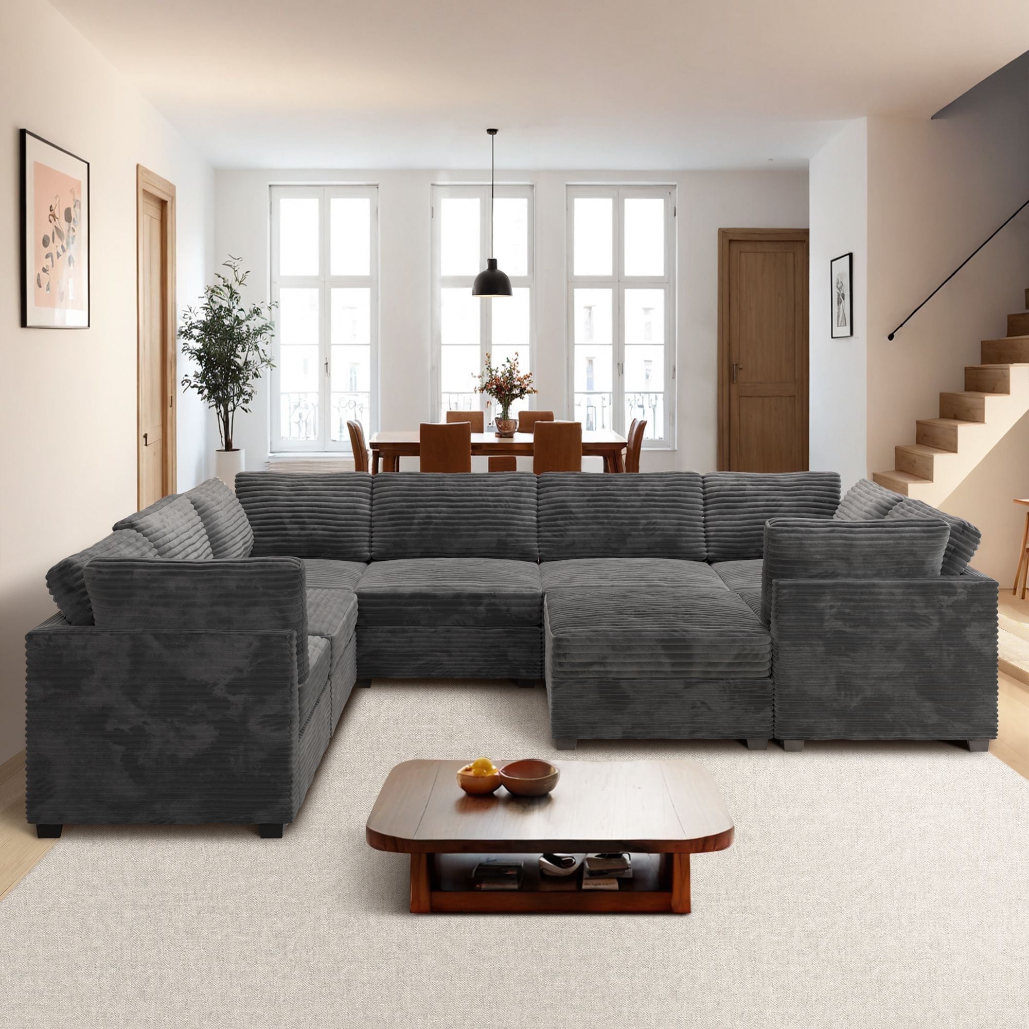 Ovios Oversized Modular Sectional Sofa Couch 130.7 Inch 8 Seater U ...