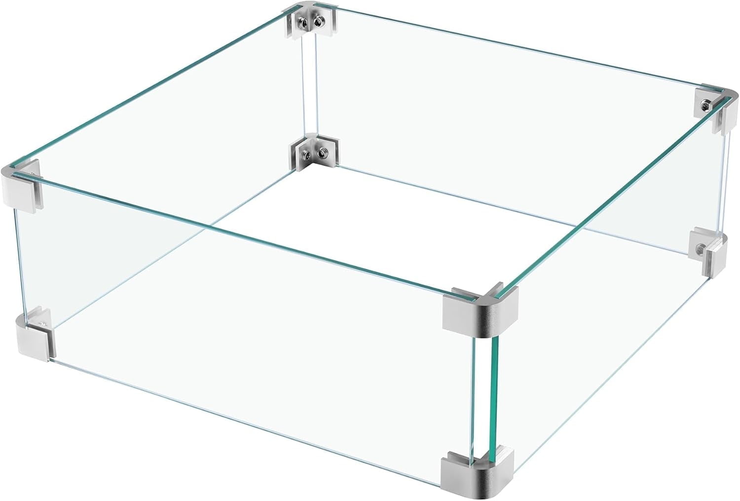 Ovios 15" x 15" x 5.5" Fire Pit Glass Wind Guard for Patio Fire Table ...