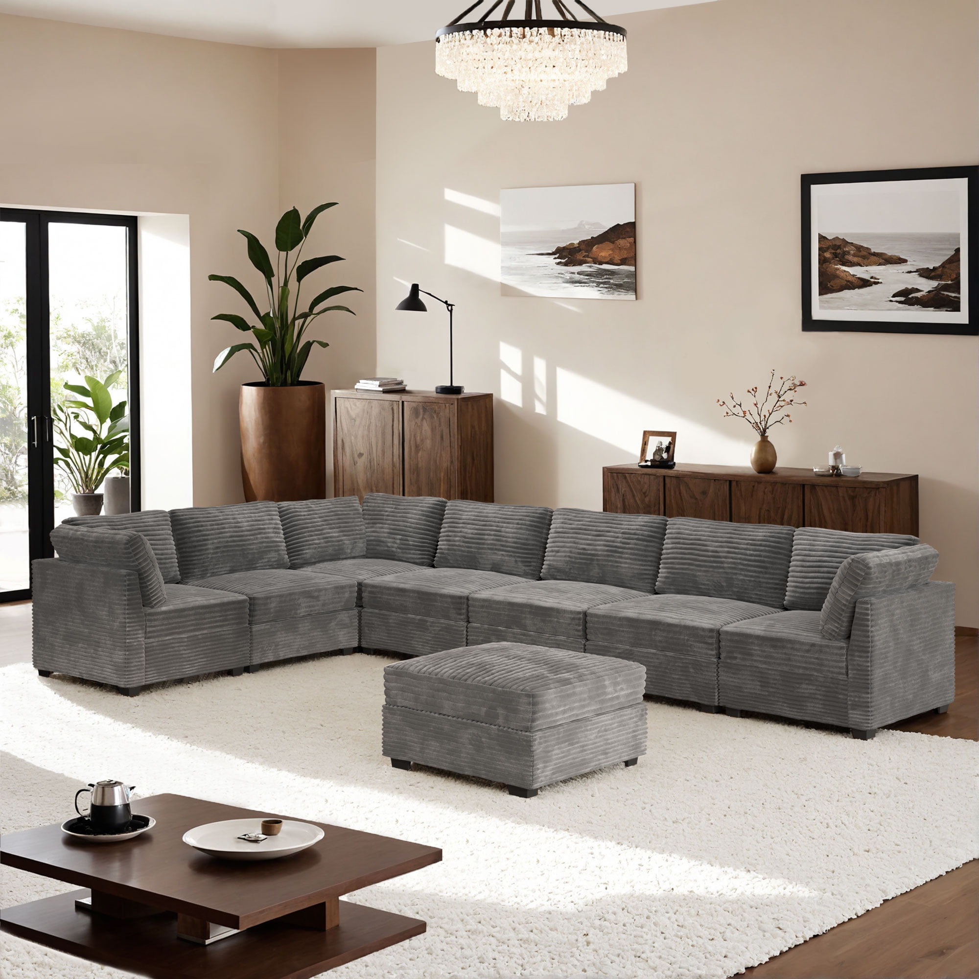 Ovios Oversized Modular Sectional Sofa Couch 163.4 Inch 8 Seater L ...