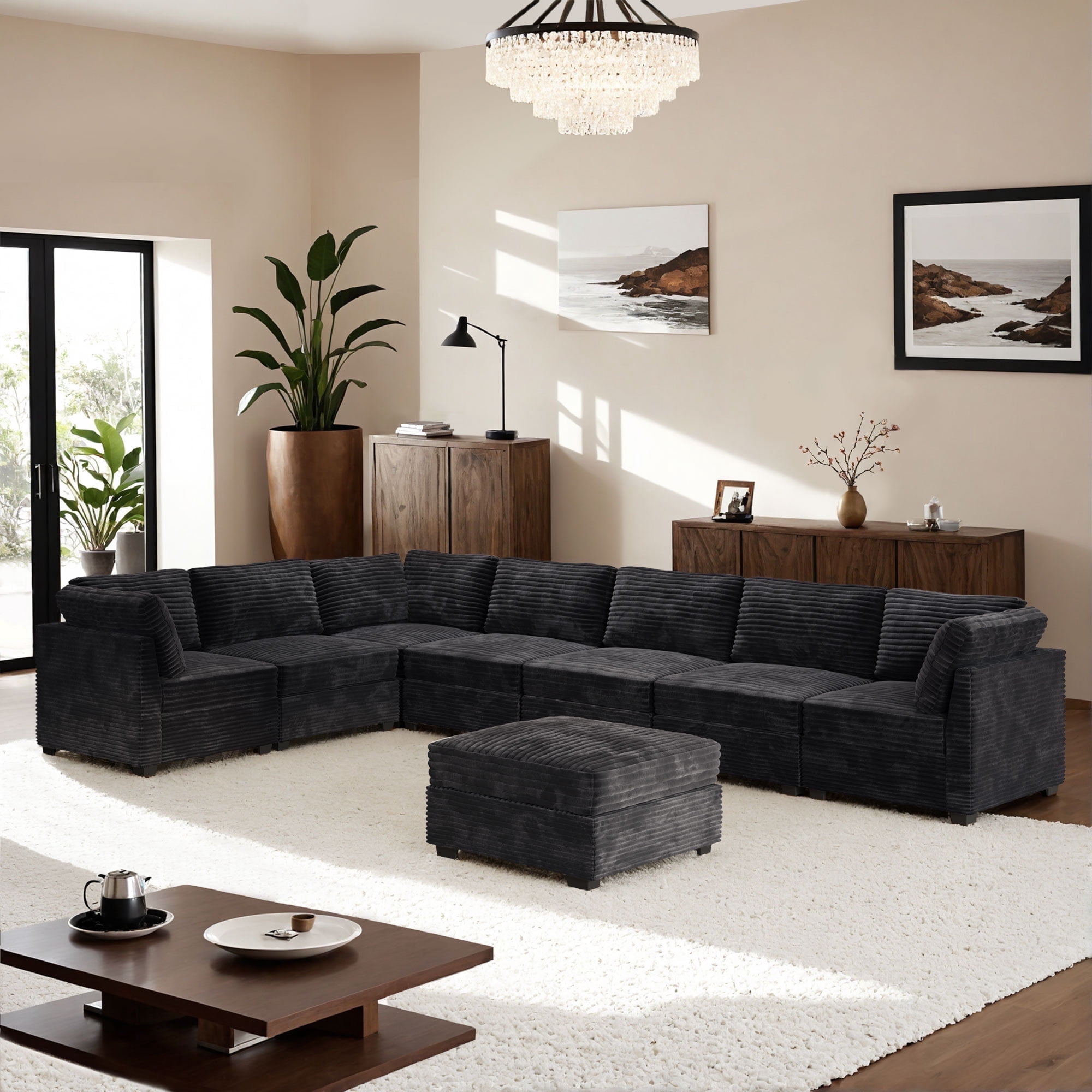 Ovios Oversized Modular Sectional Sofa Couch 163.4 Inch 8 Seater L ...