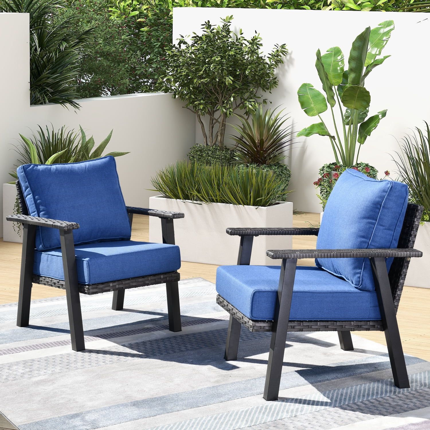 Ovios 2 Piece Outdoor Patio Furniture All-Weather Patio Conversation ...