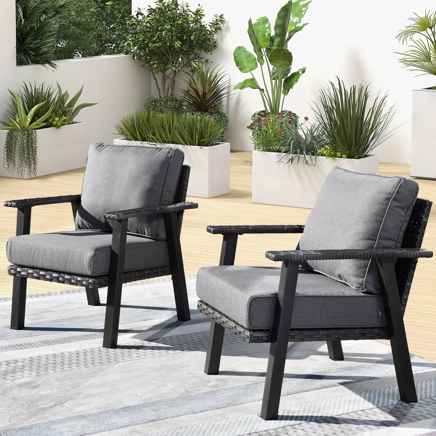 Ovios 2 Piece Outdoor Patio Furniture All-Weather Patio Conversation ...