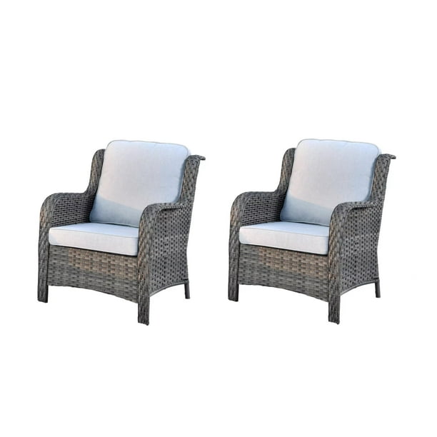 Ovios 2 Pieces Outdoor Patio Chairs Wicker Rattan Single Chairs Set ...