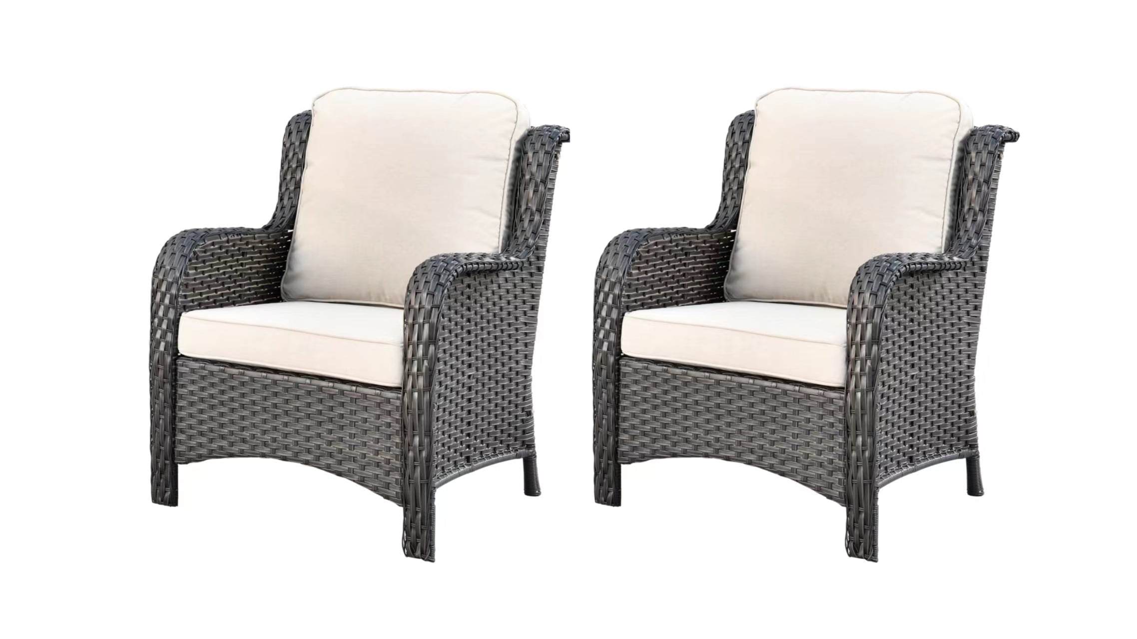 Ovios 2 Pieces Outdoor Patio Chairs Wicker Rattan Single Chairs Set ...