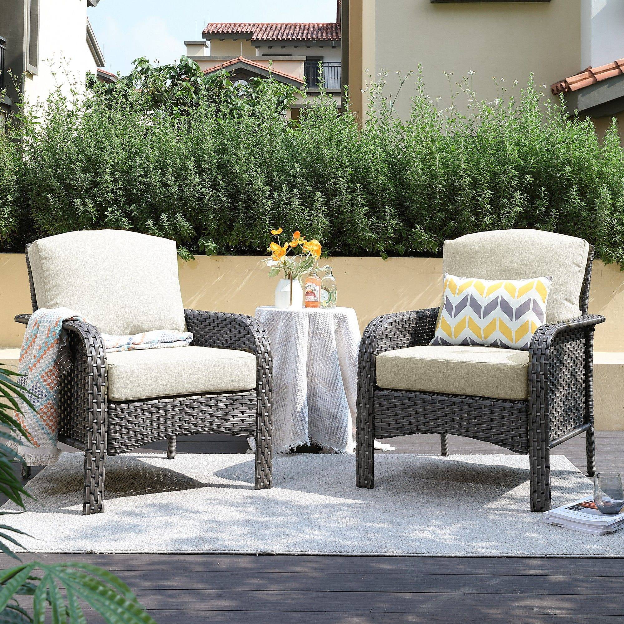 Ovios 2 Pieces Outdoor Patio Furniture Set High-Back Wicker Single ...