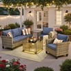 Ovios 5 Pieces Outdoor Furniture Set High Back All-Weather Wicker Patio ...