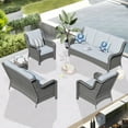 Ovios 4 Pieces Outdoor Patio Furniture Wicker Patio Sectional Sofa with ...