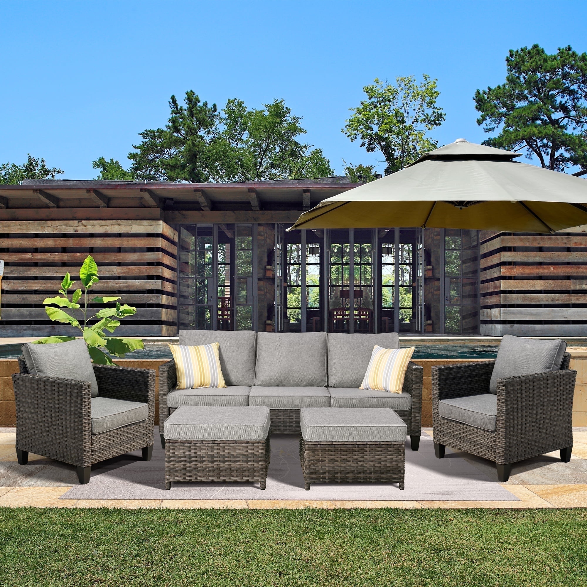 Ovios 8 Pieces Outdoor Patio Furniture All-Weather Wicker Conversation ...