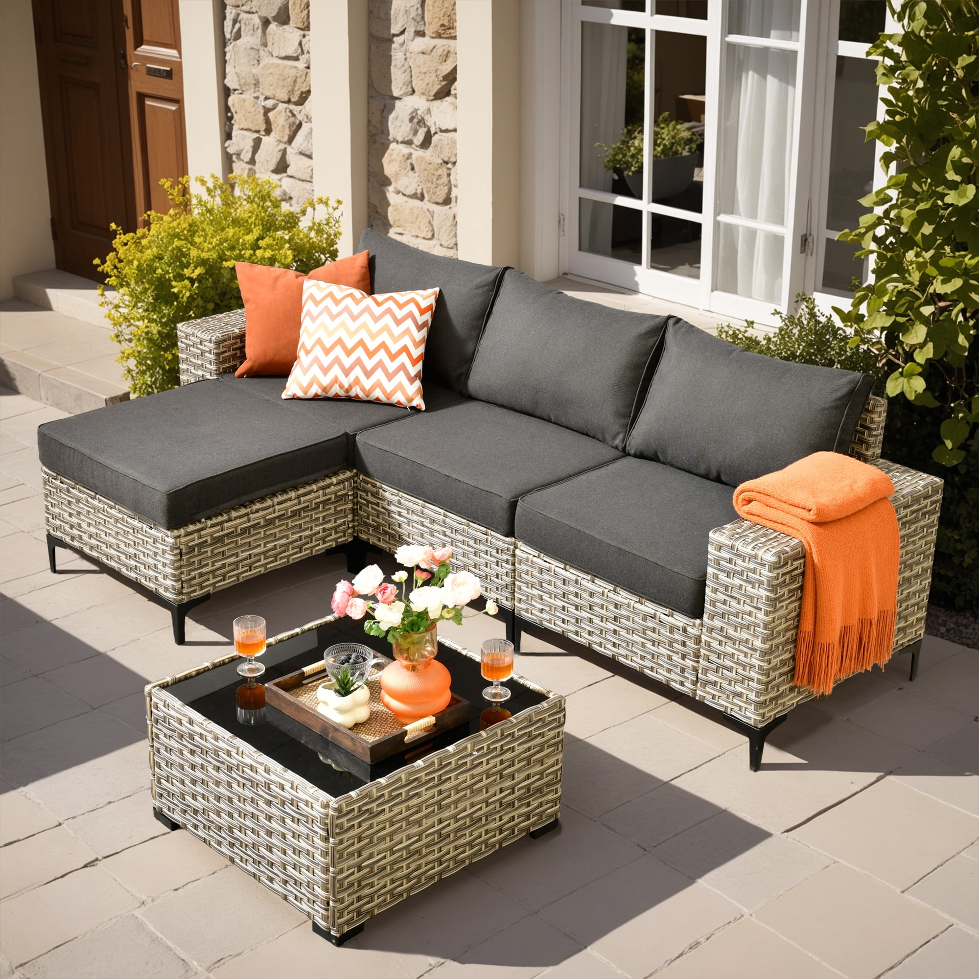 Ovios 5 Pieces Wicker Patio Furniture Sets Outdoor Conversation ...