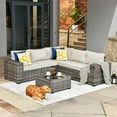 Ovios 6-Piece Outdoor Wicker Sofa Set with Table for Garden, Backyard ...