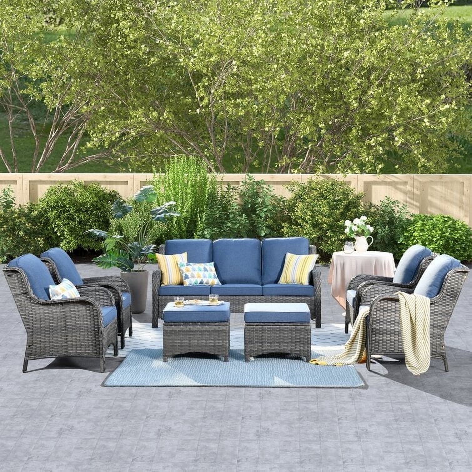 Ovios 7 PE Rattan All Weather Outdoor Conversation Sets with Sofa and ...