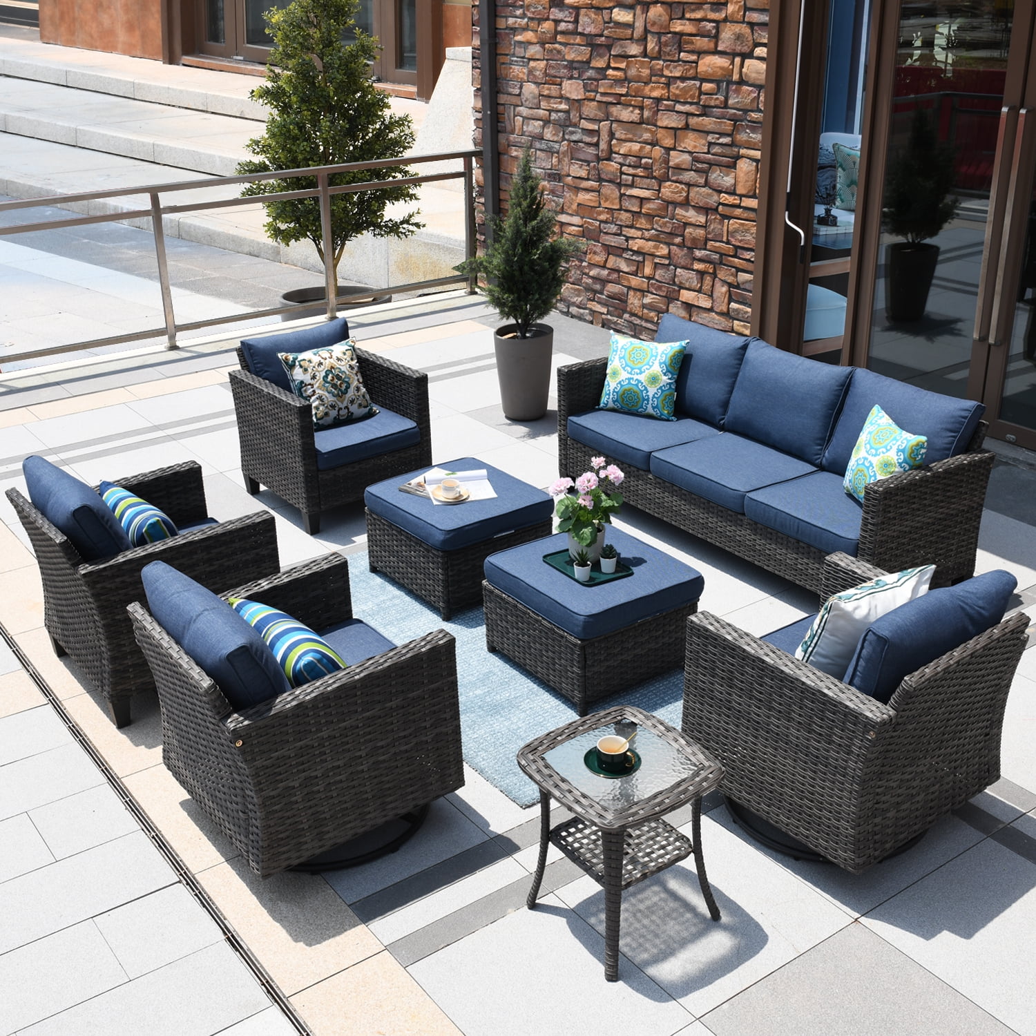 Vineego 8 Pieces Patio Furniture Set Outdoor All Weather Cushioned ...