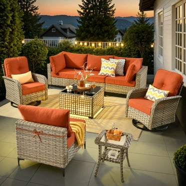 Ovios 6 Pieces Patio Furniture Set Outdoor Conversation All-Weather ...