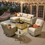 Ovios 8 Pieces Wicker Patio Furniture Sets Outdoor Conversation ...