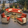 Ovios 9 Pieces Outdoor Patio Furniture Set with Swivel Chairs, All ...