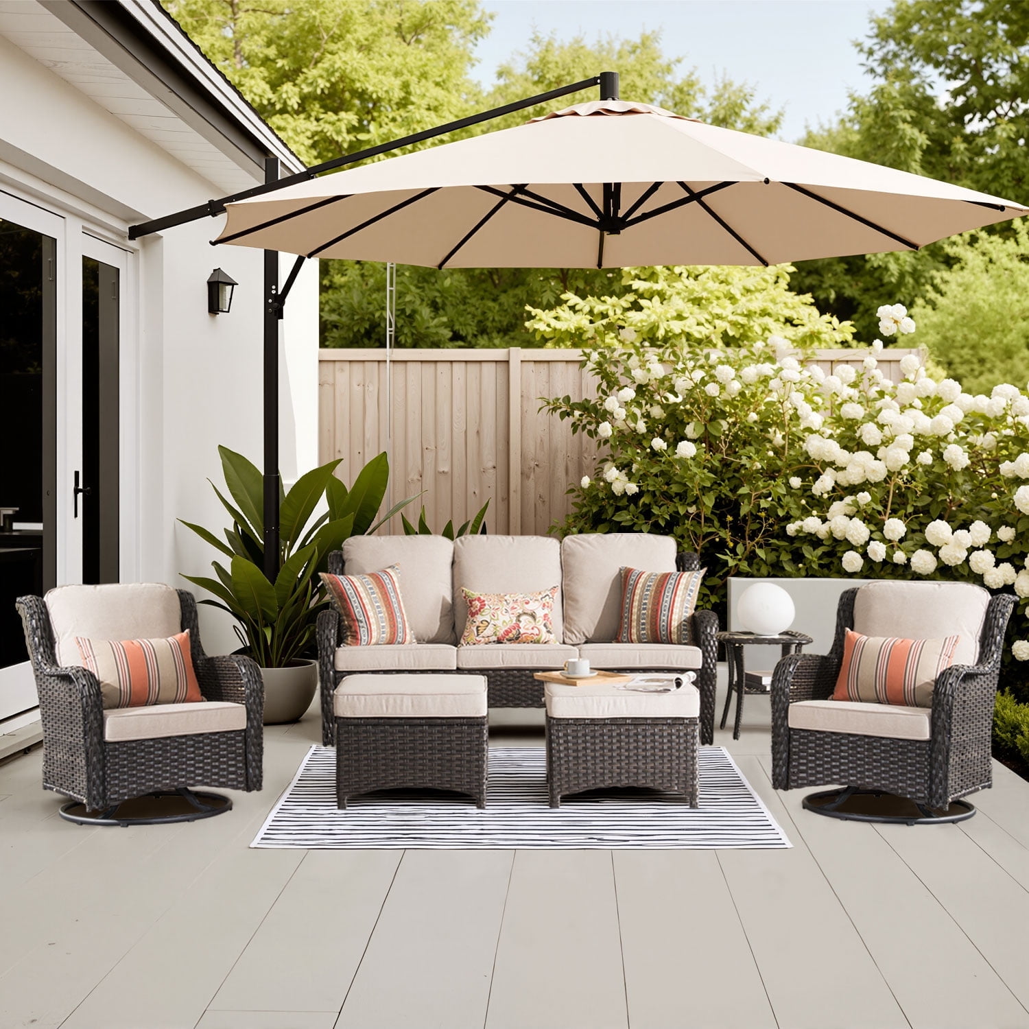 Ovios Outdoor Patio Furniture 6 Pieces Rocker Swivel Outdoor Chairs Set ...