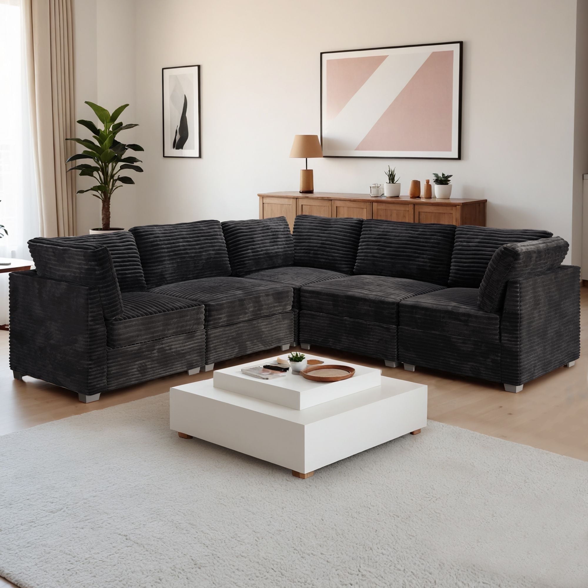 Ovios Oversized Modular Sectional Sofa Couch 98 Inch 5 Seater L Shaped ...