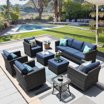 Ovios Outdoor Patio Furniture Fire Pit Sectional Set, 13 Pieces All ...