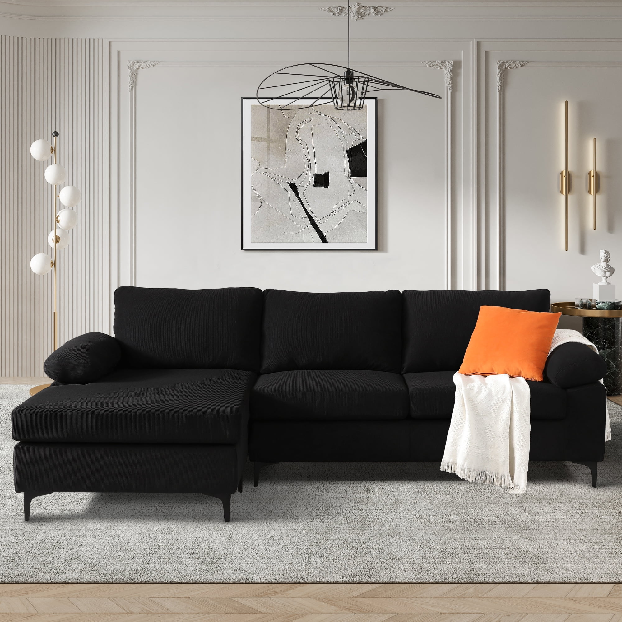 Ovios Sectional Couch Mid Century Modern 100" L shaped Couches with ...