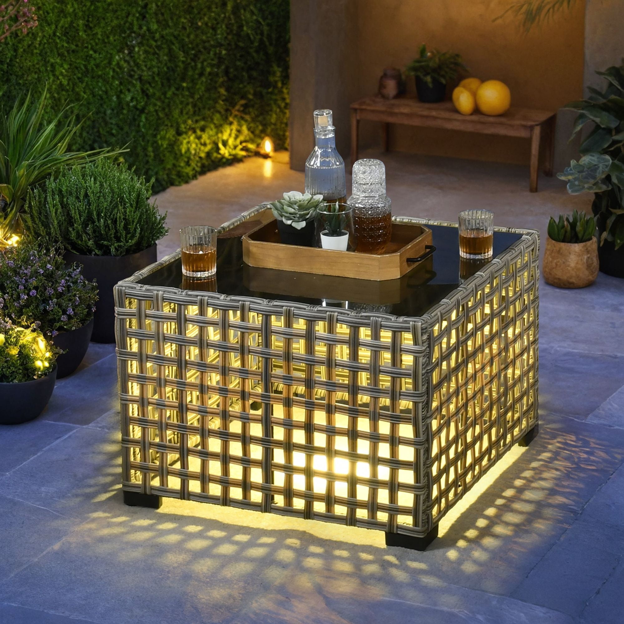 Ovios Solar Light Coffee Table for Outdoor Patio Furniture Set ...