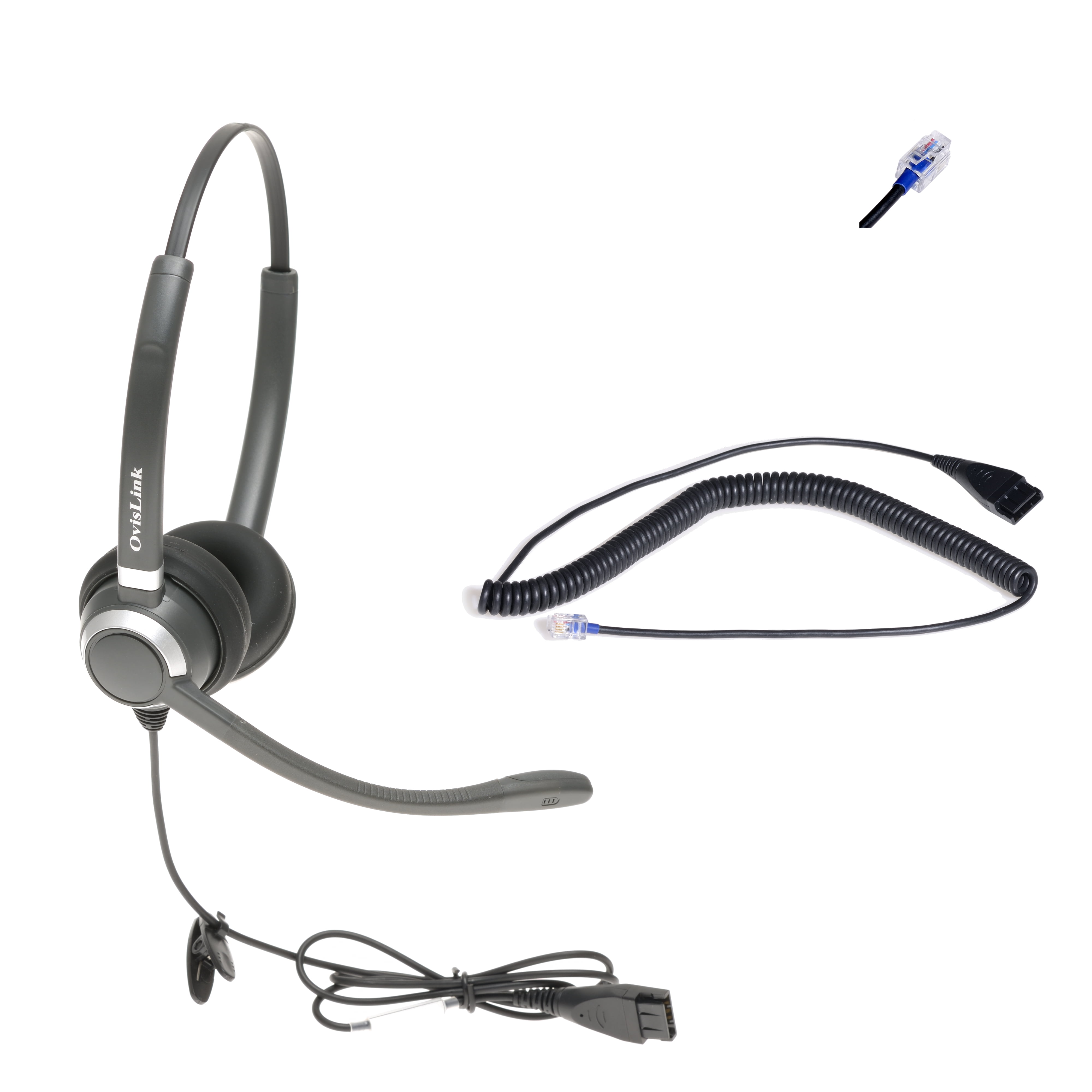 OvisLink Professional Dual Ear Call Center Headset Compatible with ...