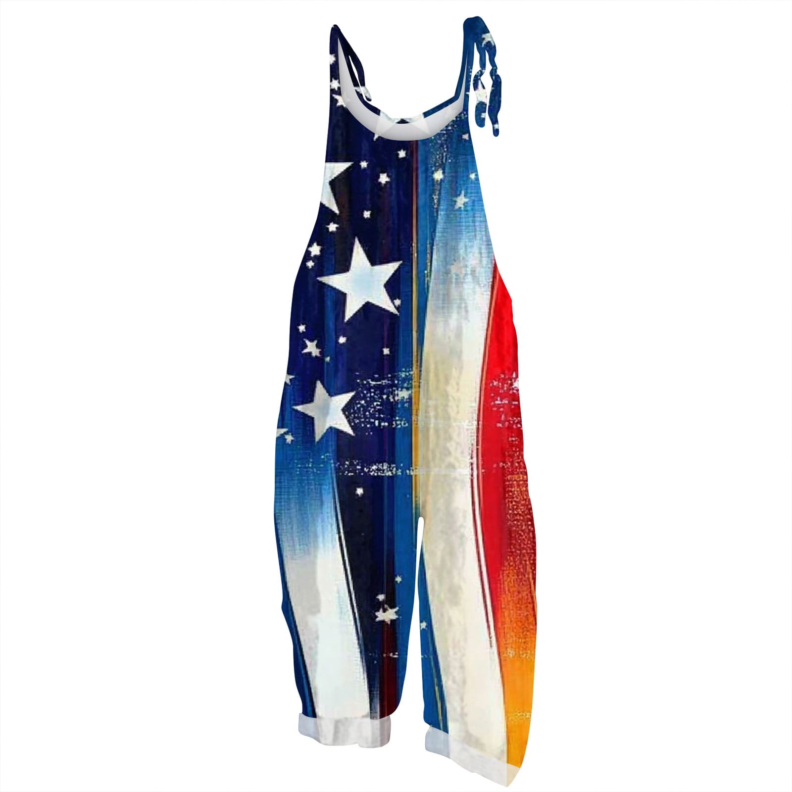 Ovticza 4th Of July Jumpsuits Square Neck Sleeveless Cotton Linen Usa ...
