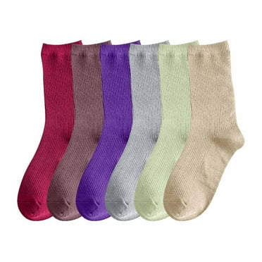ToBeInStyle Women's Pack of 6 Fashion Printed Crew Sock - Dual Color ...
