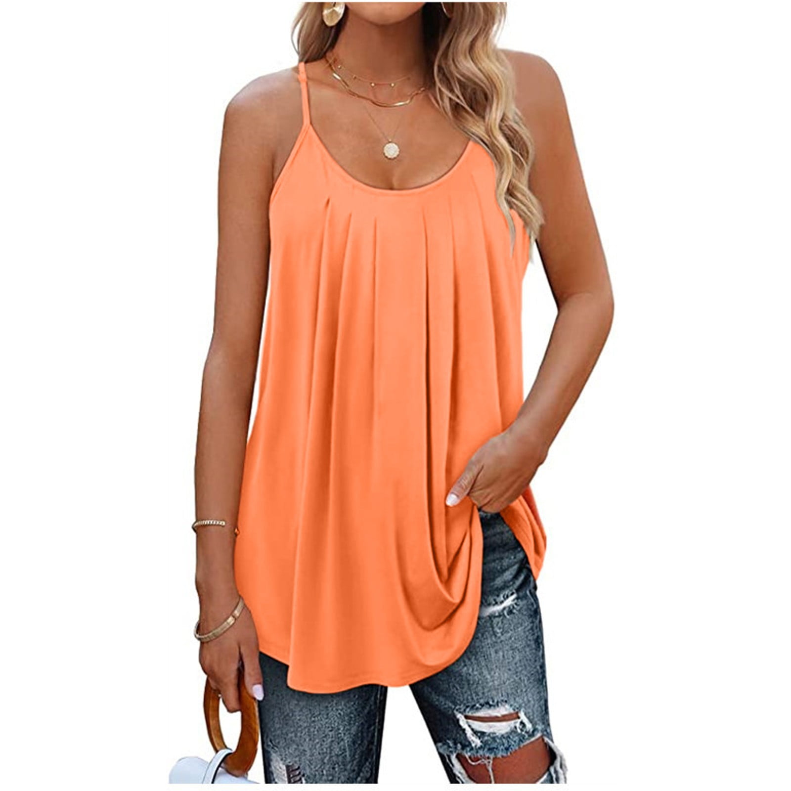 Ovticza Built In Bra Tank Tops For Women Loose Fit Plus Size Sleeveless