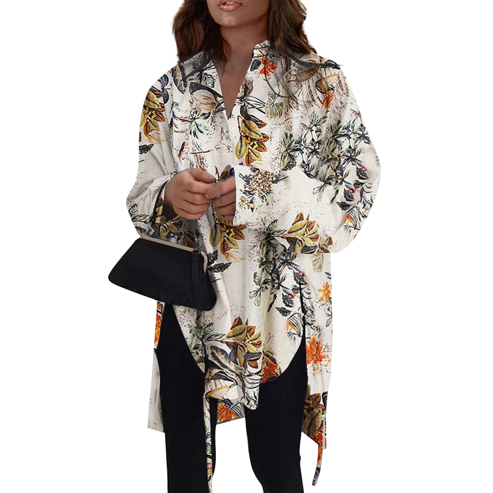 Ovticza Button Down Womens Blouses Plus Size Long Sleeve Casual Work ...