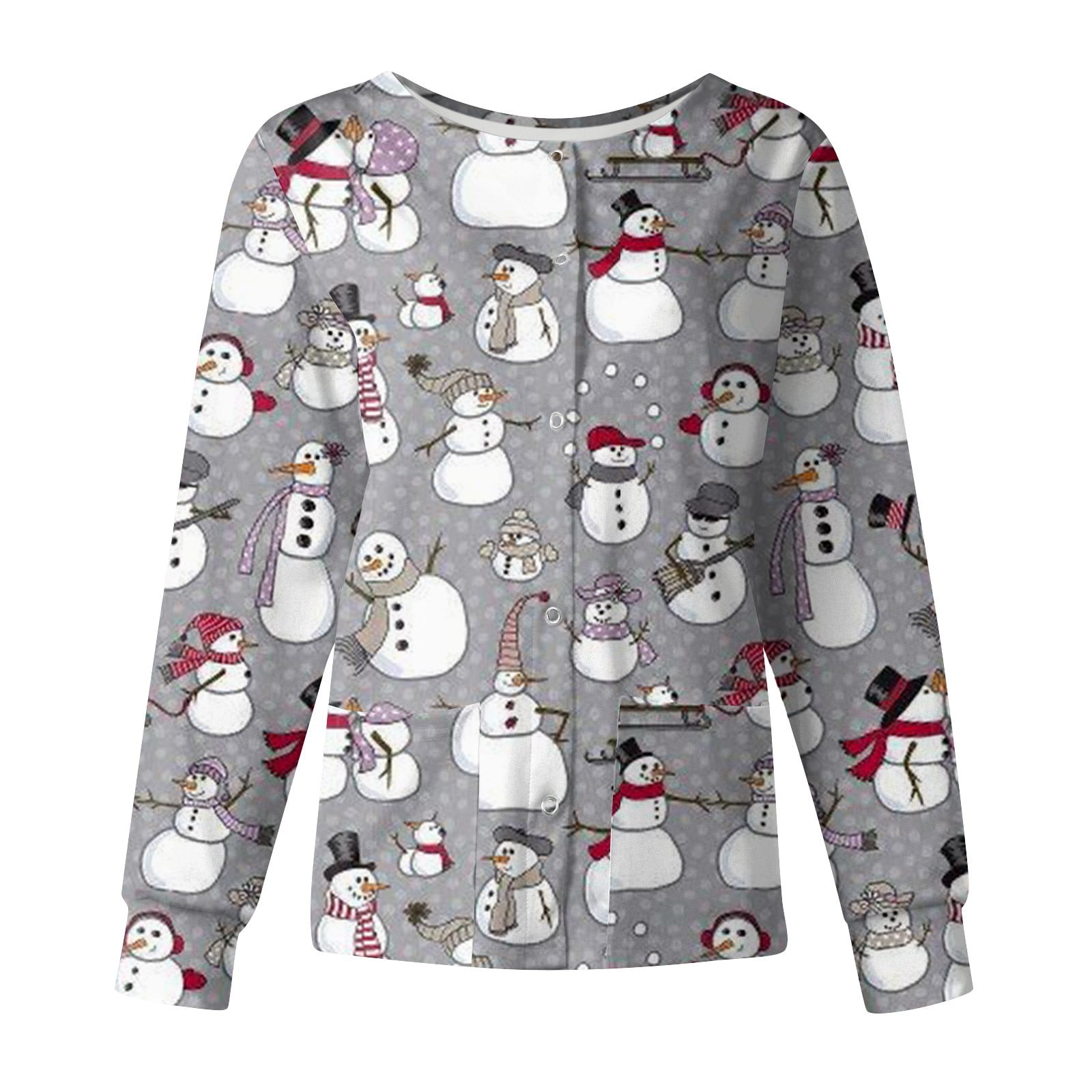 Ovticza Christmas Holiday Scrubs for Women with Pockets Button Down ...