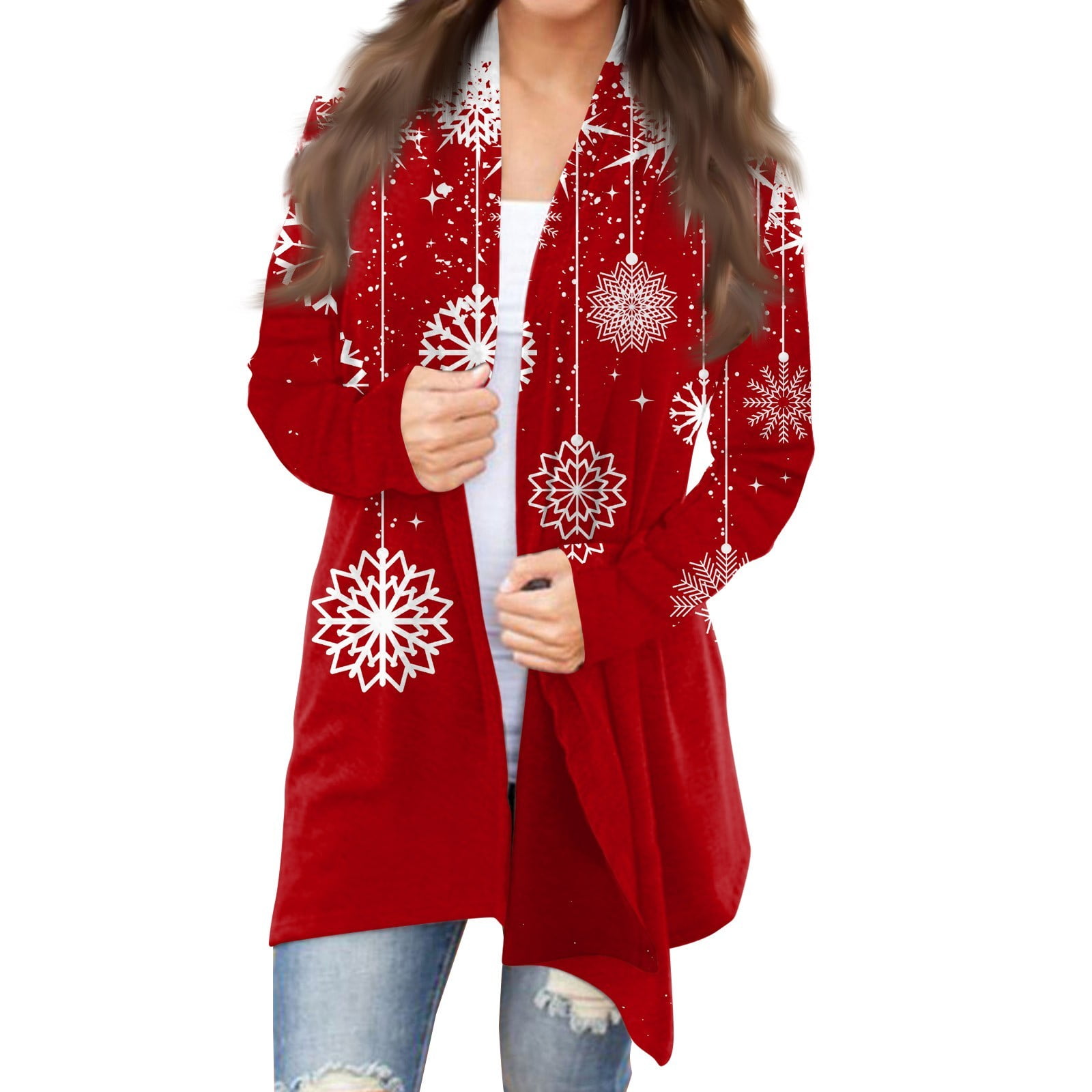 Ovticza Christmas Long Cardigan for Women Long Sleeve Womens ...