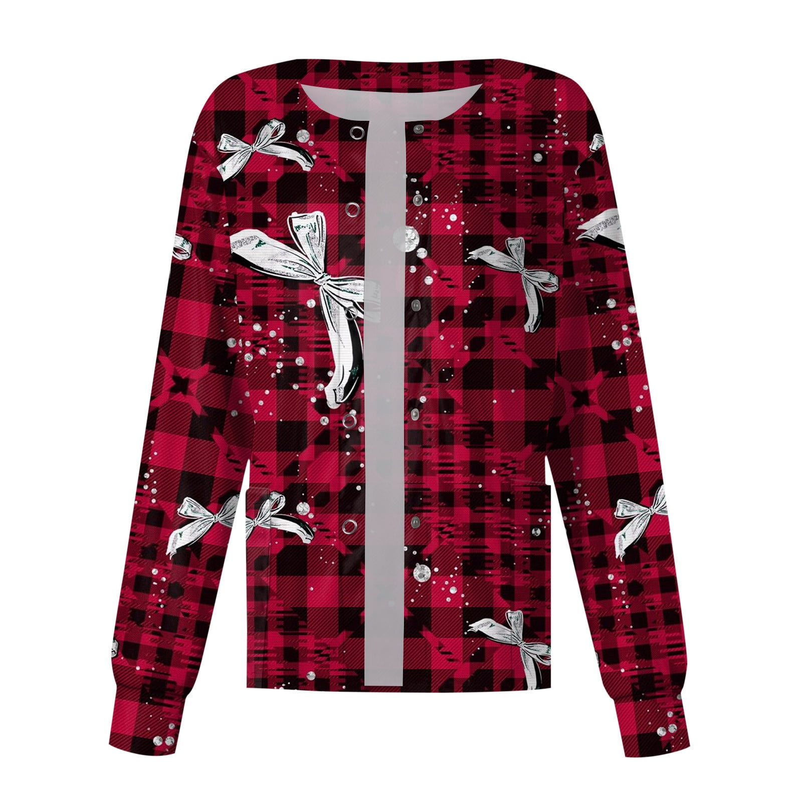 Ovticza Christmas Scrubs for Women By Scrub with Pockets Button Down ...