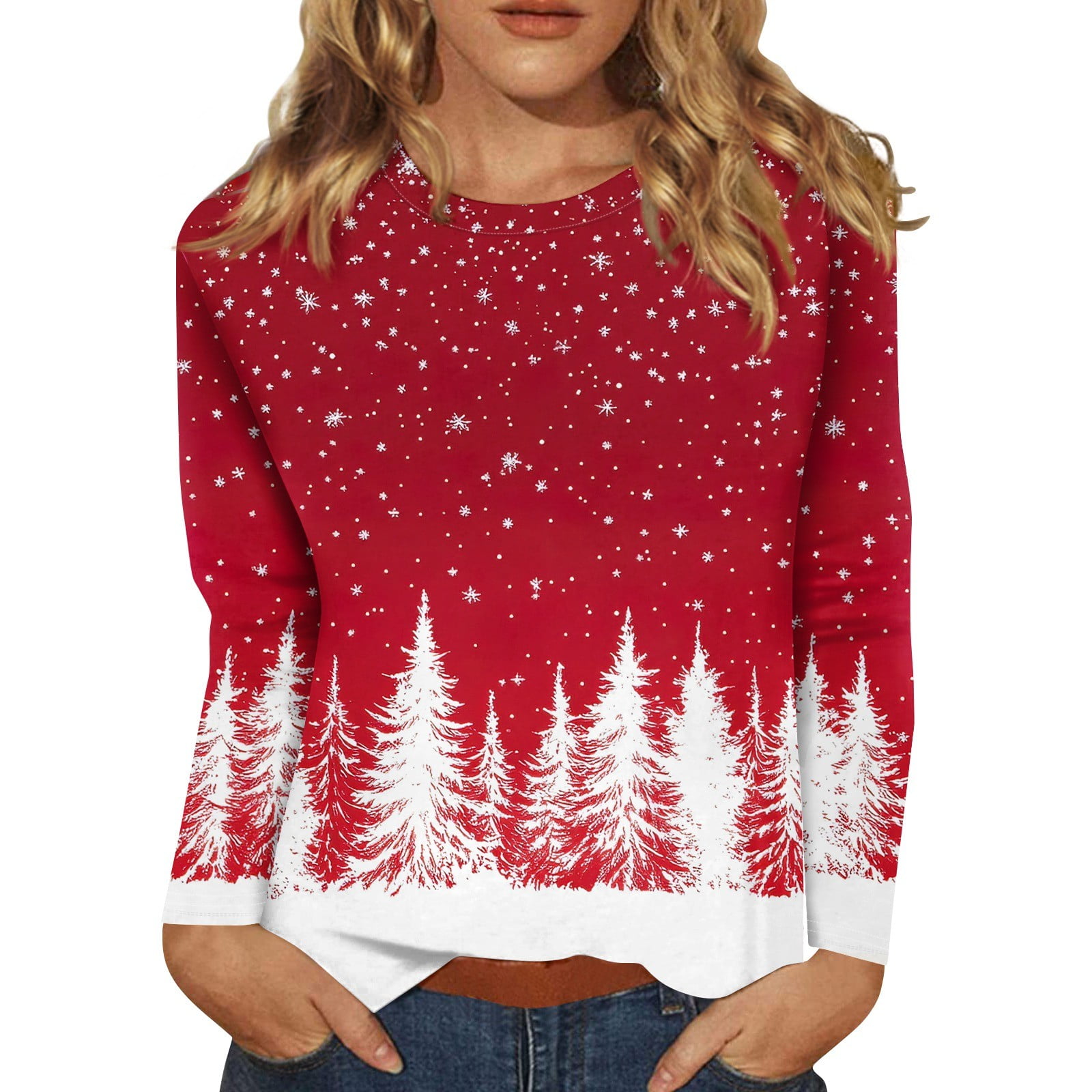 Ovticza Christmas Shirt for Women Funny Christmas Tree Women's ...