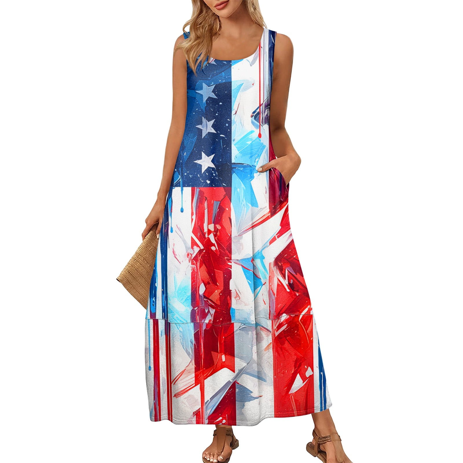 Ovticza Festival Dress Crew Neck Sleeveless Summer Maxi Dresses for ...