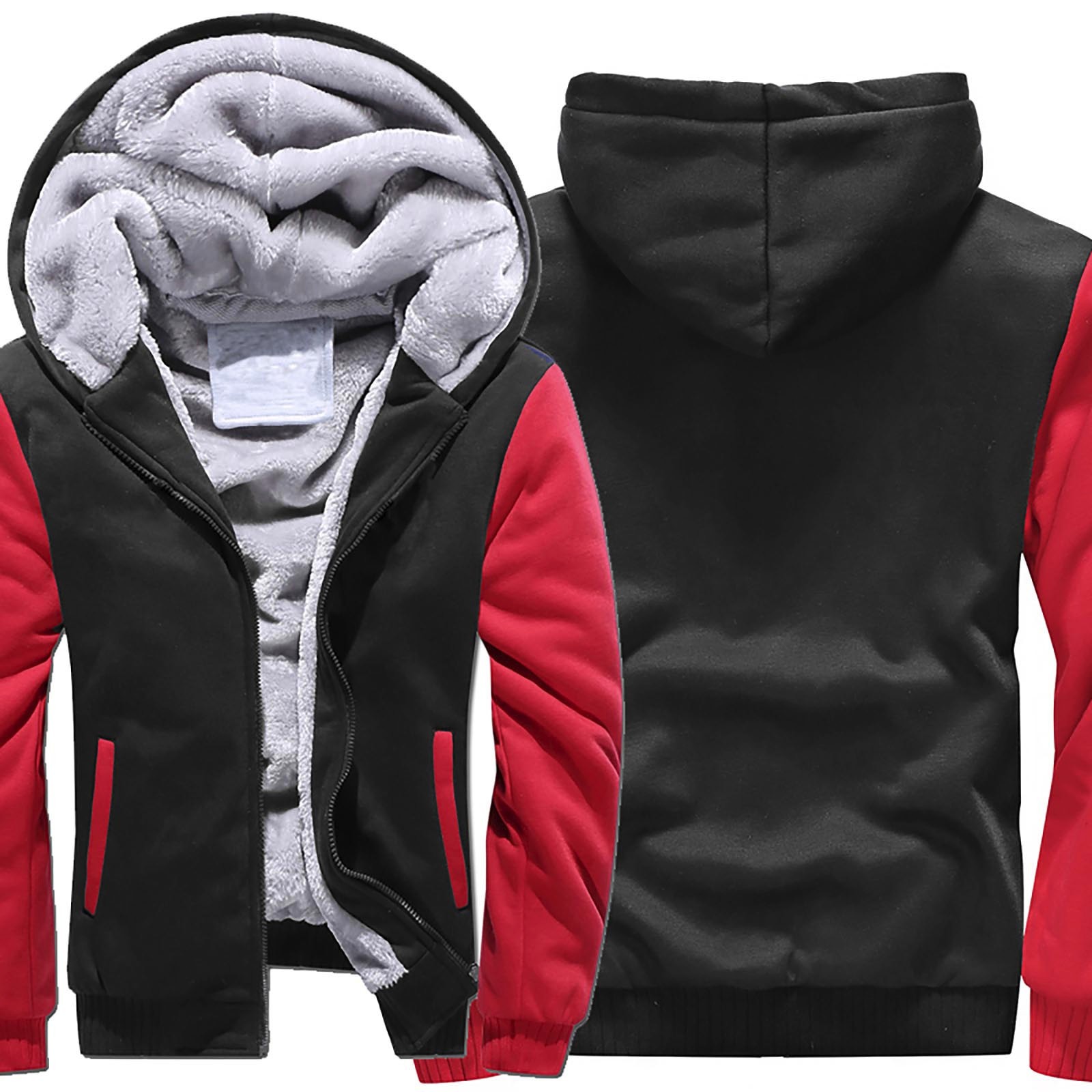 Ovticza Fuzzy Jacket for Men Fleece Lined Winter Mens Turtleneck ...