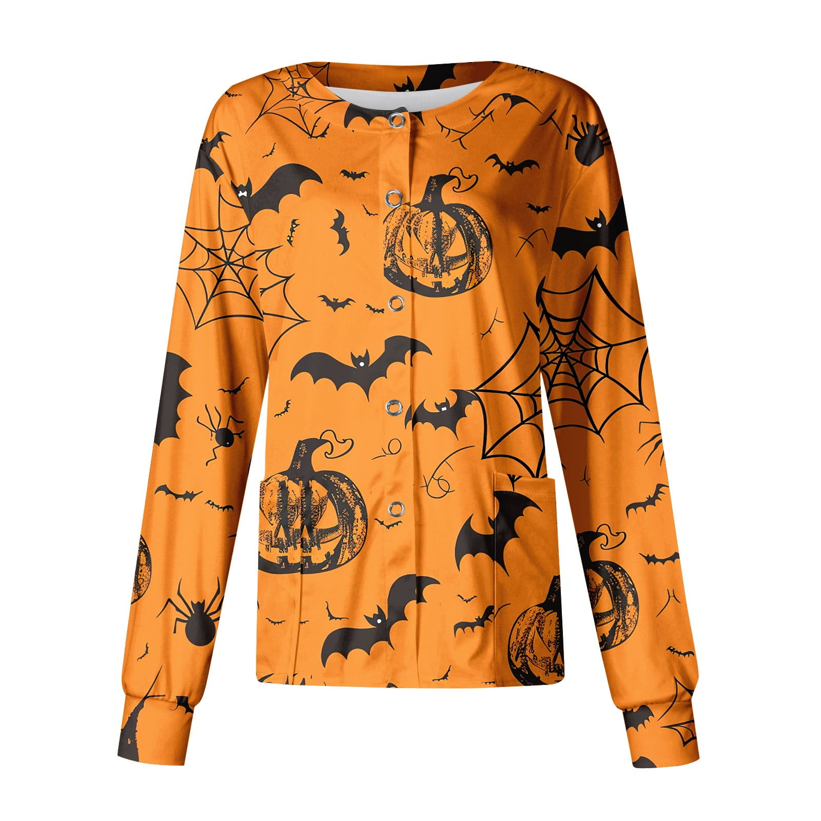 Ovticza Halloween Scrub Jackets for Women Long Sleeve Nursing Working ...
