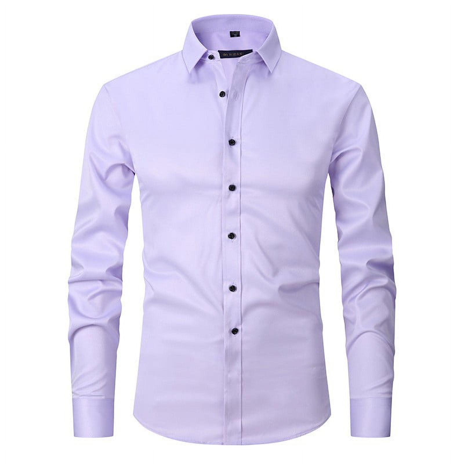 Ovticza Men's Dress Shirts Slim Fit Solid Color Button Down Shirts Long ...