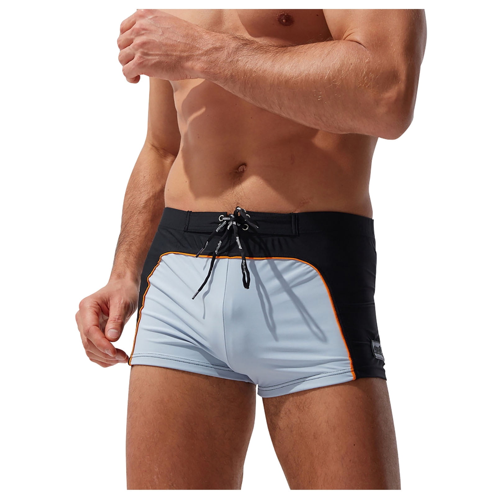 Ovticza Mens Square Leg Swim Trunks Color Block Swim Shorts Basic Classic Athletic Bottom With