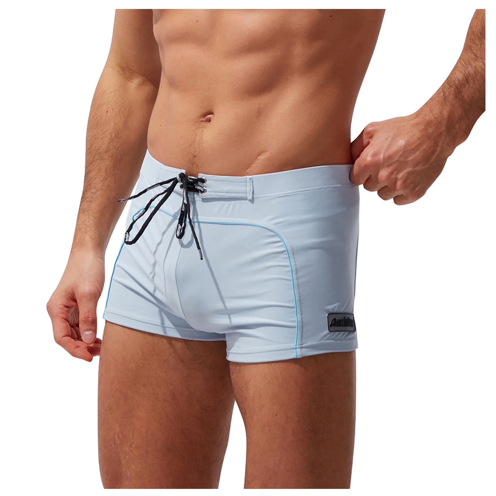 Ovticza Mens Square Leg Swim Trunks Color Block Swim Shorts Basic Classic Athletic Bottom With